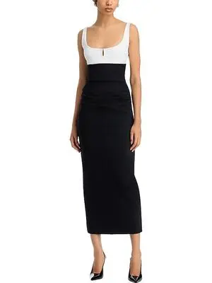 Chiara Boni La Petite Robe Color Blocked Square Neck Midi Dress - Black/white