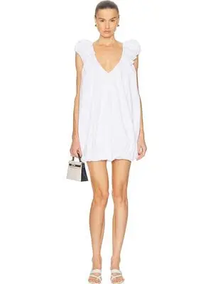 Caroline Constas Aerin V-neck Bubble Mini Dress - White