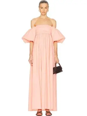 Caroline Constas Emilia Ruched Empire Maxi Dress - Peach Pink
