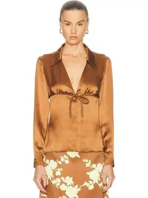 Versace Tie Front Blouse - Tobacco