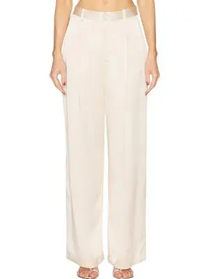 Lapointe Satin Relaxed Pleated Pant Ecru
