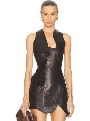 FERRAGAMO Sleeveless Leather Top - Dark Brown