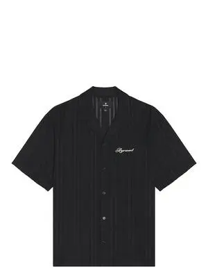 REPRESENT Embroidered Bowling Shirt In White - Jet Black