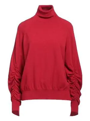 SEMICOUTURE Turtleneck Virgin Wool Cashmere Top - Red