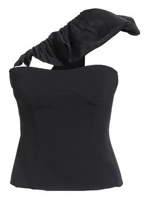 Pinko One-shoulder Top With Detachable Sleeves - Black