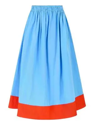 Rosie Assoulin Shirred Poplin Midi Skirt - Blue