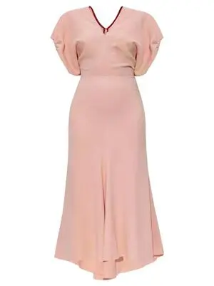 Victoria Beckham Puff-sleeved Midi Dress - Pink