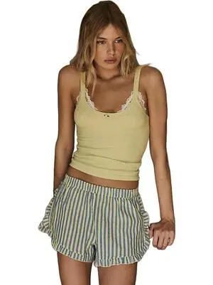 Free People Cloud Nine Short Set Navy/yellow Combo