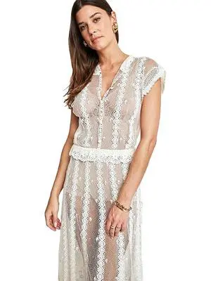 MADLY VINTAGE Crochet Lace Midi Dress - White