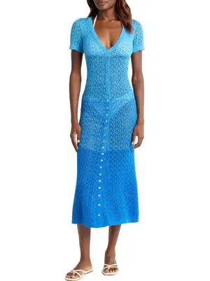CAPITTANA Alexandra Short Sleeve Maxi Dress - Blue