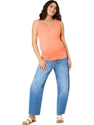 Motherhood Maternity Under The Belly Barrel Leg Maternity Jeans - Medium Wash