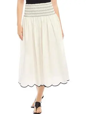 Fifteen Twenty Elsa Smocked Waist Midi Skirt - Cream