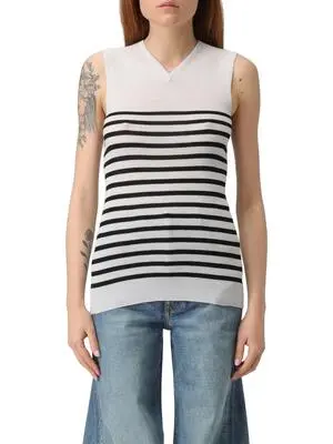 Khaite Striped Knit V-neck Tank - White
