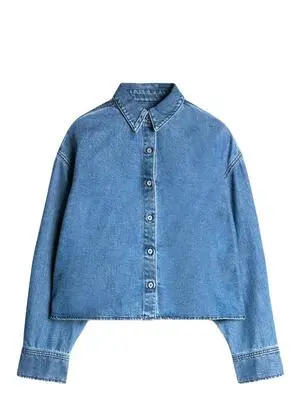 7 For All Mankind Weightless Nina Cropped Shirt - Denim