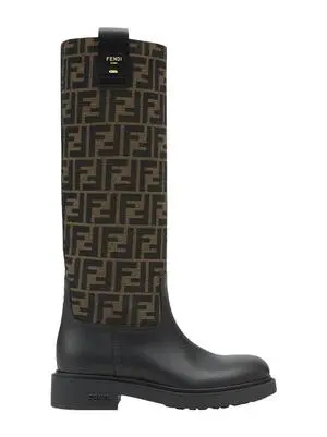 Fendi Filo Boot With Ff Motif - Brown