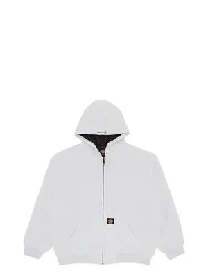 Supreme Quilted Lined Zip Up Hooded Sweatshirt - Grey
