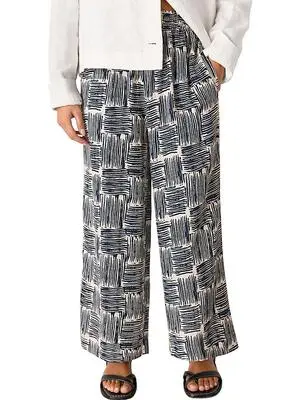 Whistles Hatch Squares Cropped Pants - Navy/multi