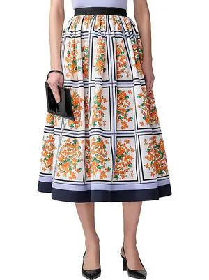 Carolina Herrera Printed Full Midi Skirt - White Multi