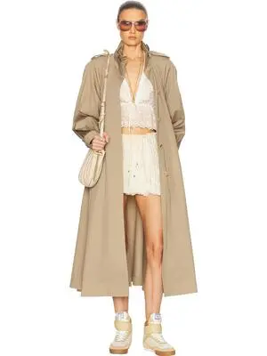 Chloé High Neck Long Trench - Soften Brown