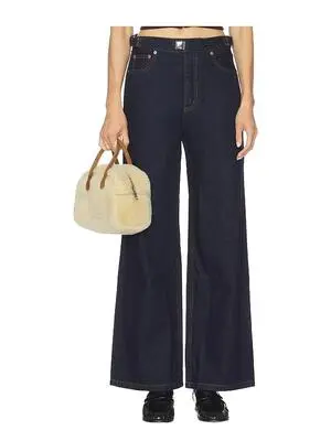 Still Here Buckle Wide-leg Jeans - Indigo