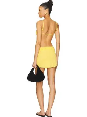 INDAH Taurus Cut-out Side Mini Dress - Daffodil