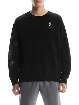 On Club Crewneck Cotton Blend Sweatshirt - Black/olive