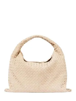 Bottega Veneta Large Intrecciato Suede Shoulder Bag - Beige