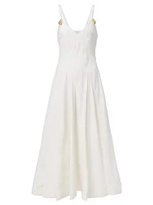 Bottega Veneta Paneled Cotton-blend Midi Dress - White