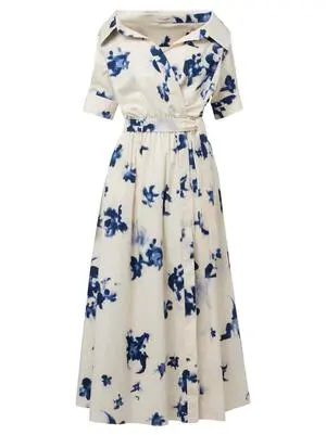 Altuzarra Lydia Floral Cotton-blend Midi Dress - White