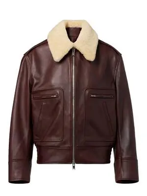 Bottega Veneta Shearling-trimmed Leather Jacket - Brown