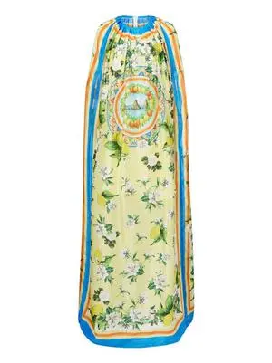 Dolce & Gabbana Printed Silk Cape - Yellow