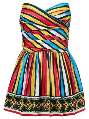 Dolce & Gabbana Ruched Striped Minidress - Multicoloured