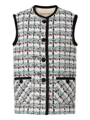 Valentino Garavani Mossi Sequined Cotton-blend Tweed Vest - White