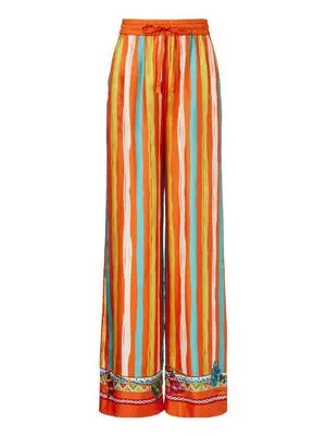 Dolce & Gabbana Striped Silk Palazzo Pants - Multicoloured