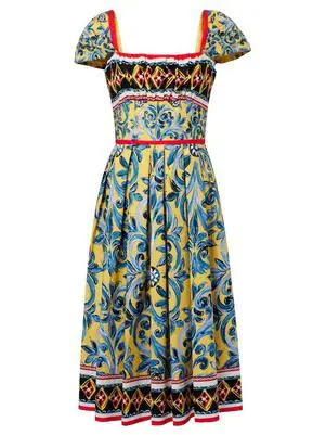 Dolce & Gabbana Pleated Printed Midi Dress - Multicoloured