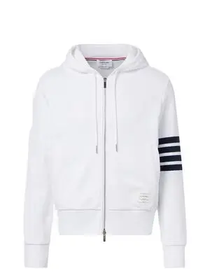 Thom Browne 4-bar Cotton Jersey Hoodie - White