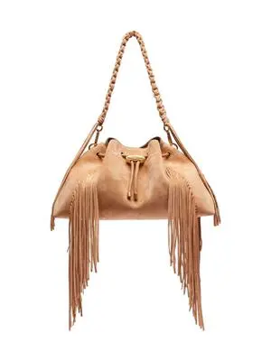 JIMMY CHOO Bon Bon Medium Suede Shoulder Bag - Brown