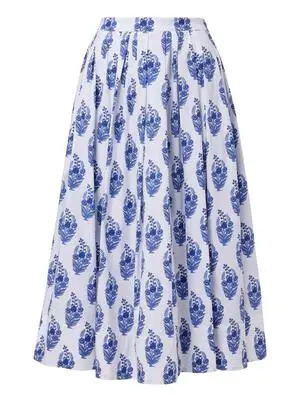 Carolina Herrera Floral Cotton-blend Midi Skirt - Multicoloured