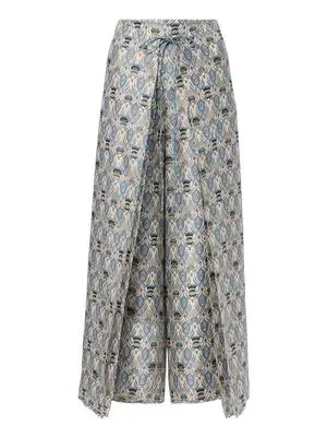 Loro Piana Maynard Silk Shantung Wide-leg Pants - Multicoloured
