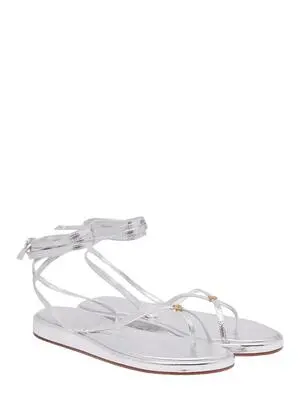 Tory Burch Capri Metallic Leather Thong Sandals - Silver