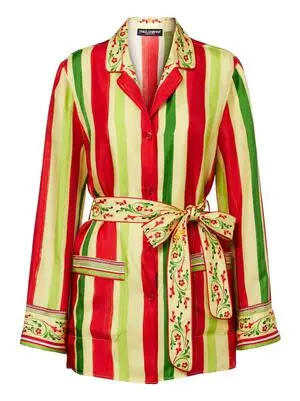 Dolce & Gabbana Belted Striped Silk Shirt - Multicoloured