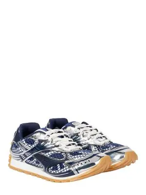 BOTTEGA  VENETA Orbit Leather-Trimmed Sneakers Blue