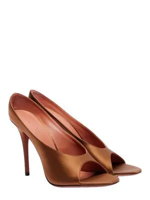 Amina Muaddi Anok 105 Satin Mules - Brown