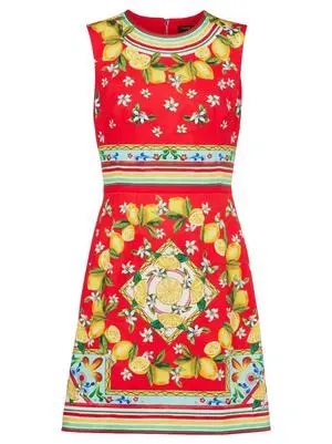 Dolce & Gabbana Printed Cotton Minidress - Red