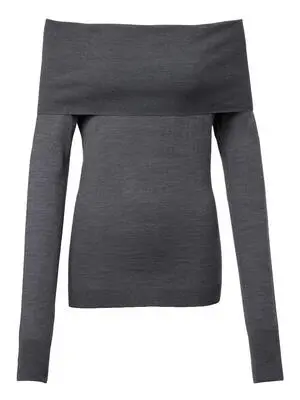 Stella McCartney Off-shoulder Virgin Wool Top - Grey