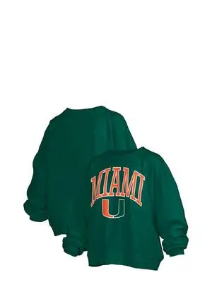 PRESSBOX Miami Hurricanes Janise Arch Over Logo Sweatshirt - Green