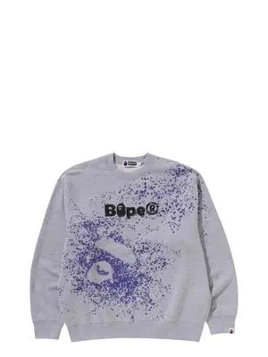 A BATHING APE Spray Print Relaxed Fit Crewneck Sweatshirt - Grey