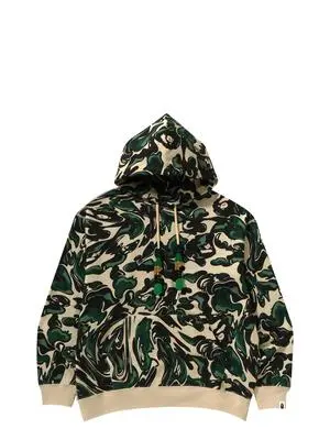 A BATHING APE Marbling Camo Relaxed Fit Pullover Hoodie - Green