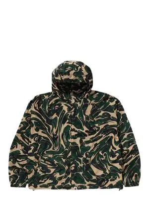A BATHING APE Marbling Camo Logo Hooded Jacket - Green