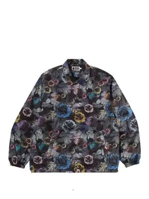A BATHING APE Floral Camo Nylon Coach Jacket - Black